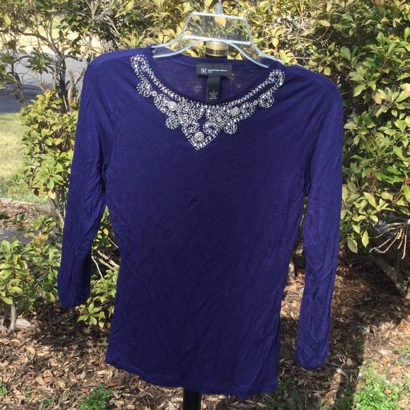 INC International Concepts | Tops | Inc Silver Sequined Long Sleeve Top ...